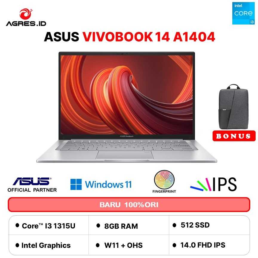 Jual ASUS VIVOBOOK 14 A1404VA I3 1315 16GB 512GB W11+OHS 14.0FHD IPS ...