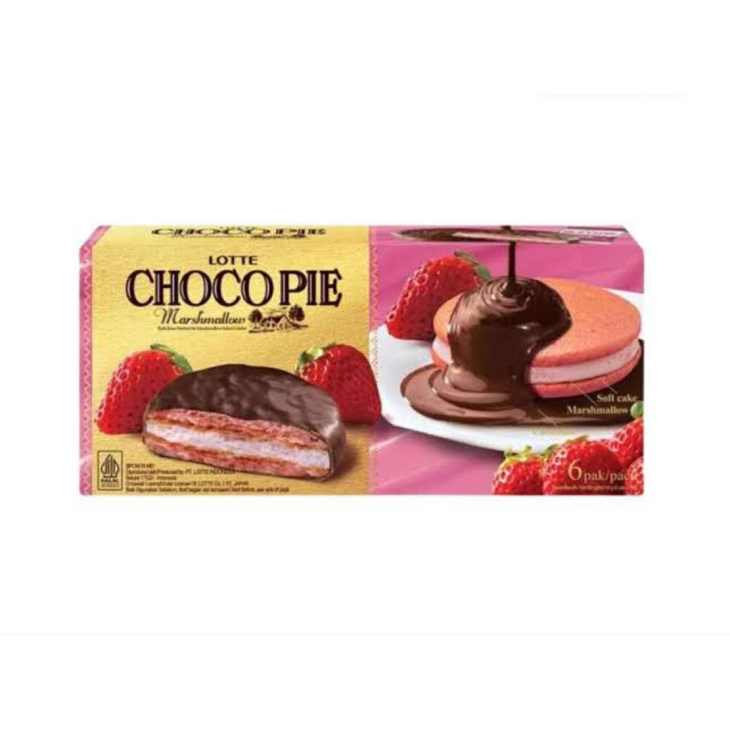 Jual lotte chocopie strawberry 156g - lotte choco pie strawberry ...