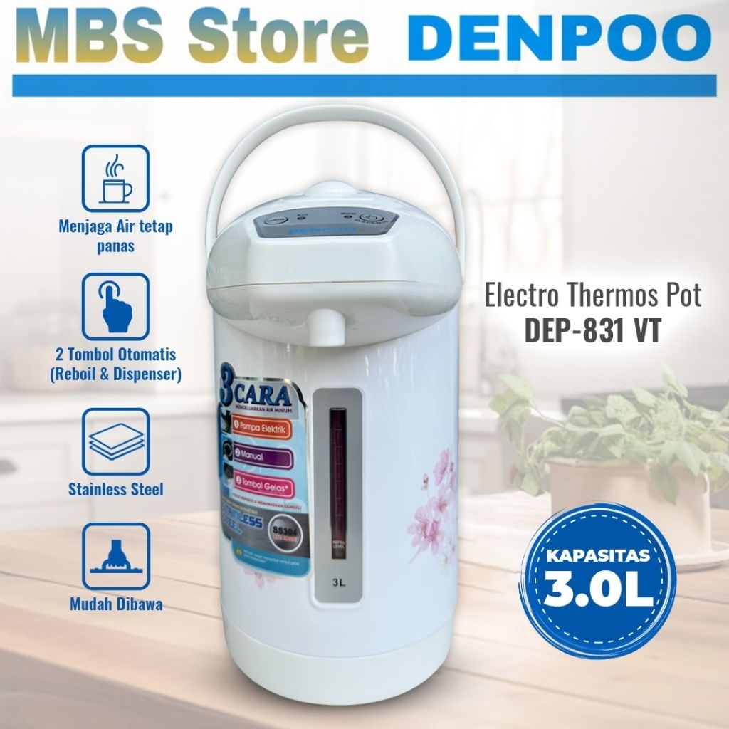 Jual Termos Listrik Denpoo Pemanas Air DEP 831 VT (3 Liter) | Shopee ...