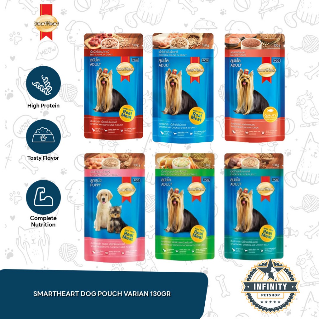 Jual SmartHeart Dog Wet Food Pouch Makanan Basah Anjing Sachet 130 Gram ...