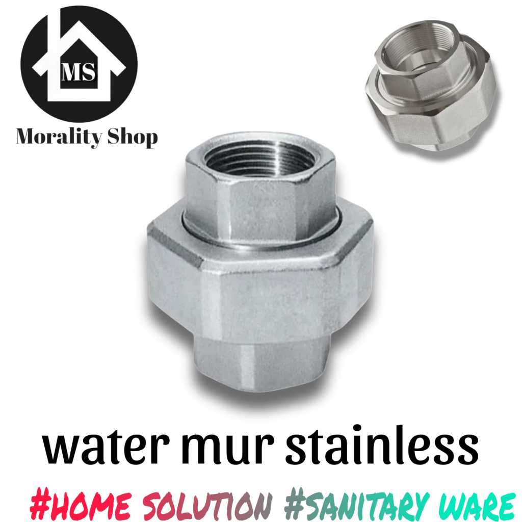 Jual nepel water mur stainless 304 1/2 inch / fitting pipa penyambung 3 ...