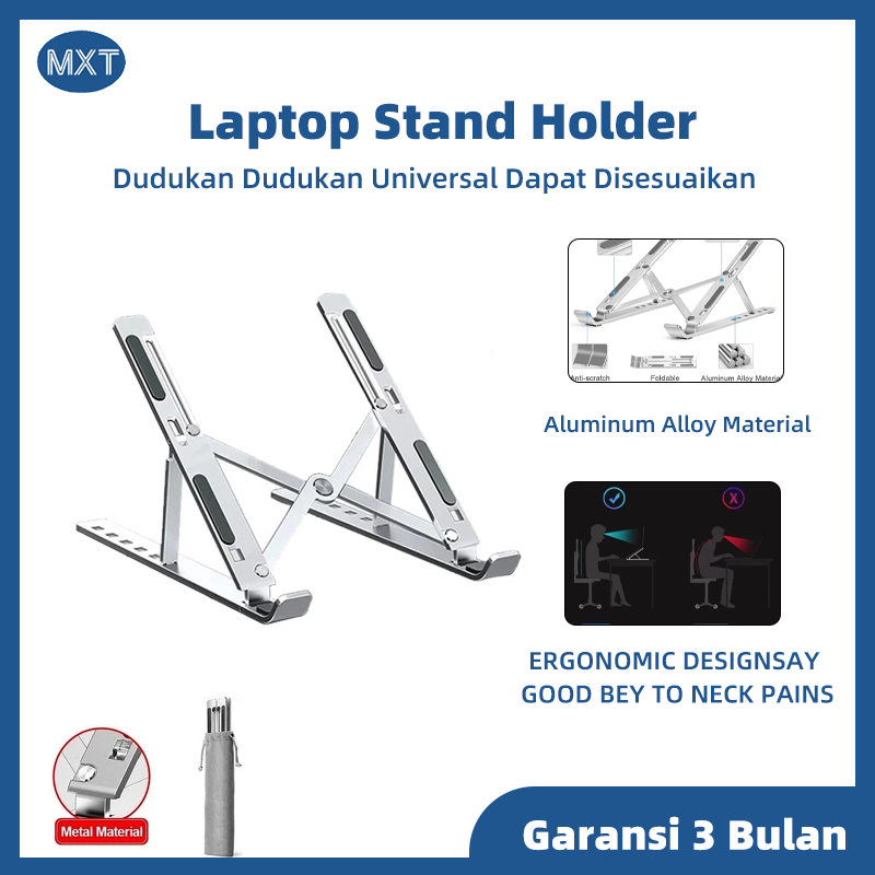 Jual MXT Laptop Stand Holder Portable Lipat Full Alumunium Adjustable Anti Slip Holder Dudukan ...