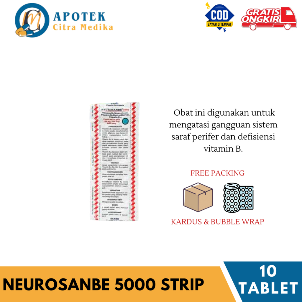 Jual Neurosanbe 5000 𝟏 𝐒𝐓𝐑𝐈𝐏 𝐈𝐒𝐈 𝟏𝟎 𝐓𝐀𝐁𝐋𝐄𝐓 - Mengatasi Keram/Kesemutan ...