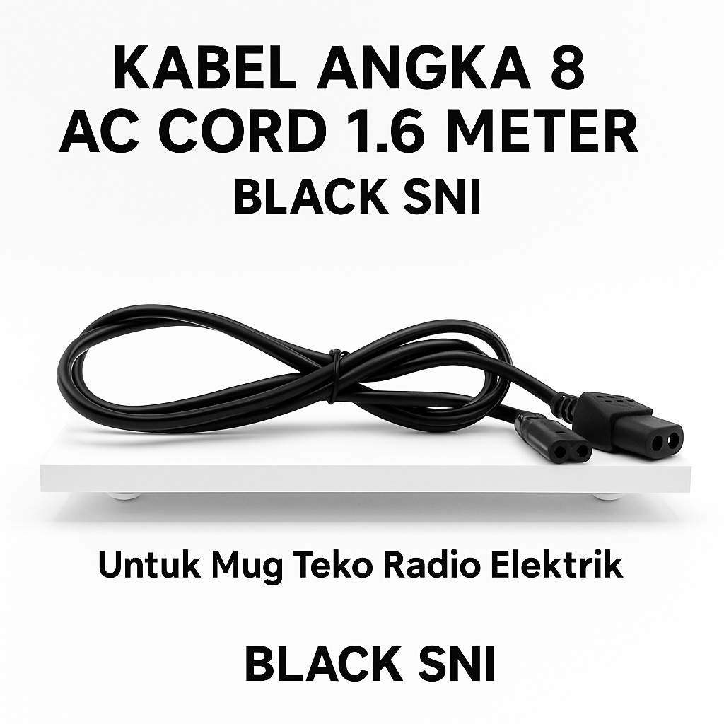 Jual KABEL ANGKA 8 AC CORD 1,6 METER SNI KABEL LISTRIK MUG TEKO RADIO ...