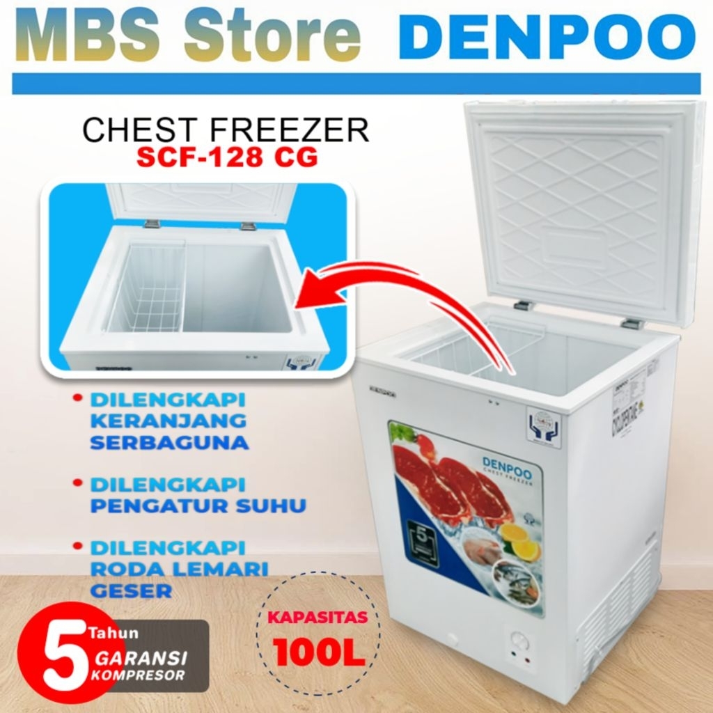 Jual Chest Freezer Box 100 Liter Denpoo SCF 128 CG Food Frozen | Shopee ...