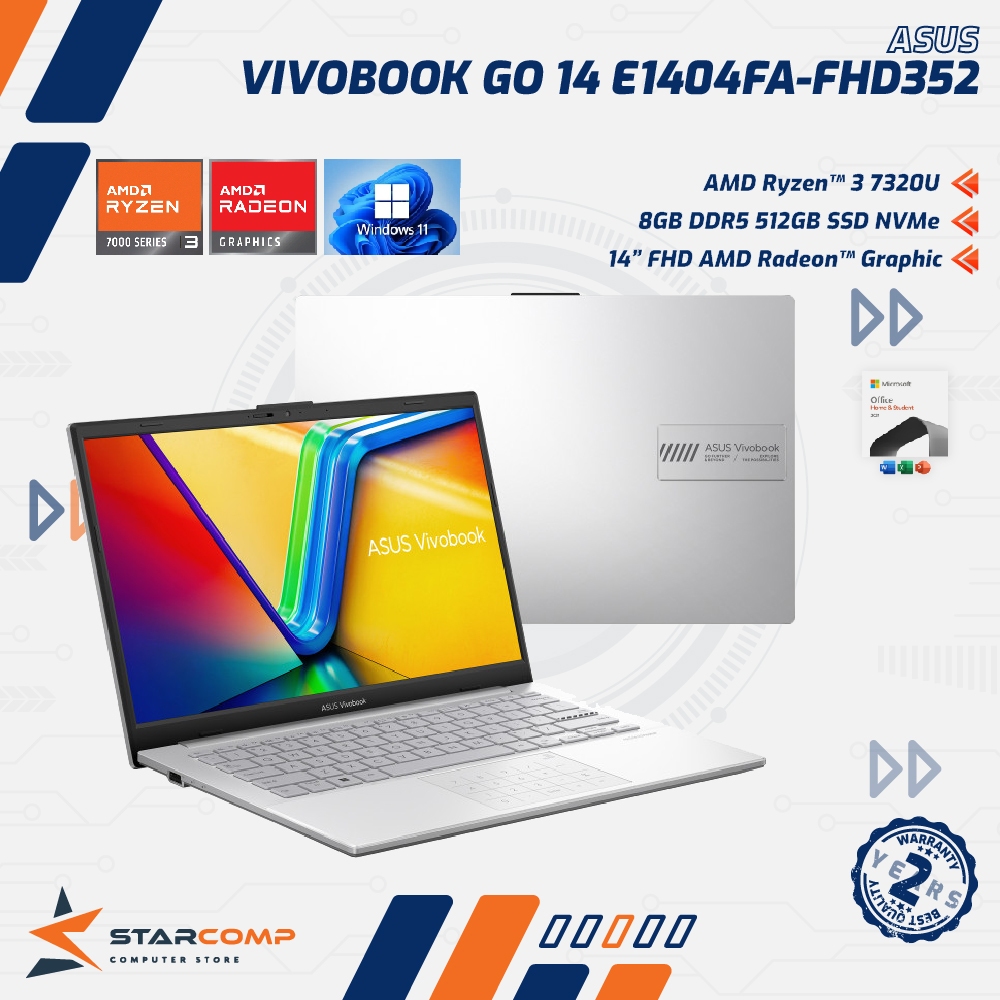 Jual Asus Vivobook Go 14 E1404FA-FHD352 AMD Ryzen 3 7320U 8GB SSD 512GB ...