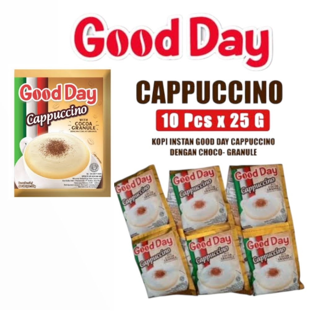 Jual Good Day Cappuccino 10 Sachet x 25g – Minuman Kopi Susu + Choco Granule Lezat | Shopee ...