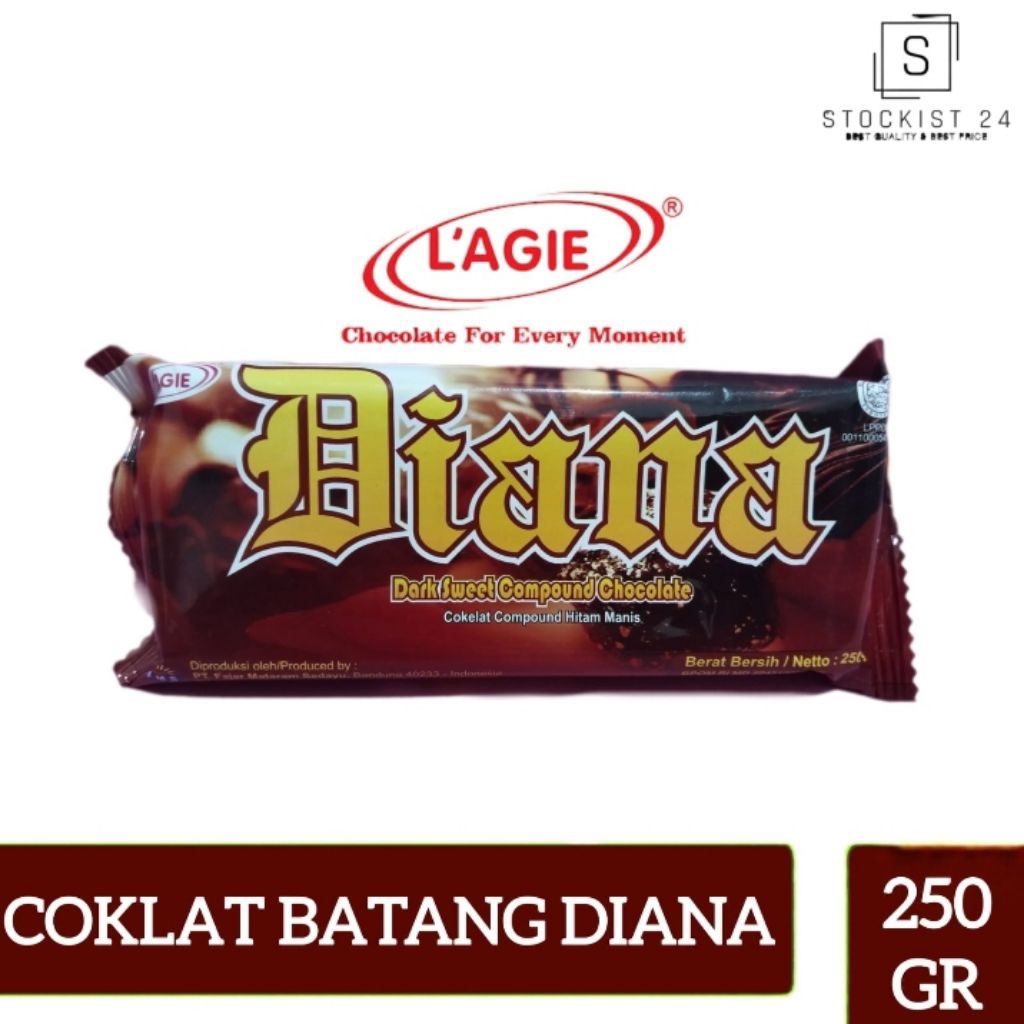 Jual LAGIE DIANA COKLAT BLOK 250 GR / LAGIE DARK CHOCOLATE COMPOUND 250 ...