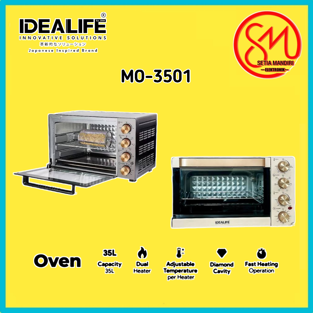 Jual IDEALIFE MO3501 Oven Air Fryer 35 Liter Pemanggang Rotiserrie MO ...