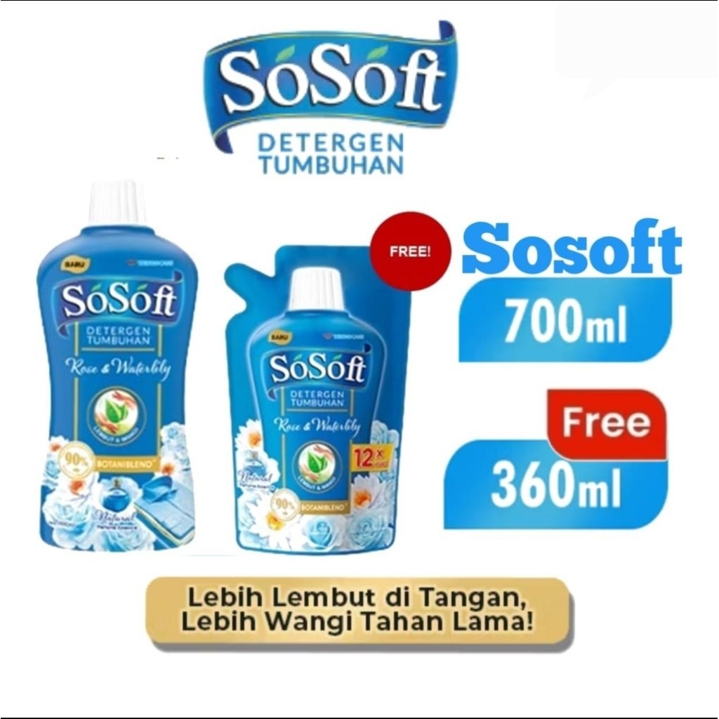 Jual Sosoft Detergen cair botol 700ml (kemasan banded Free Sosoft ...