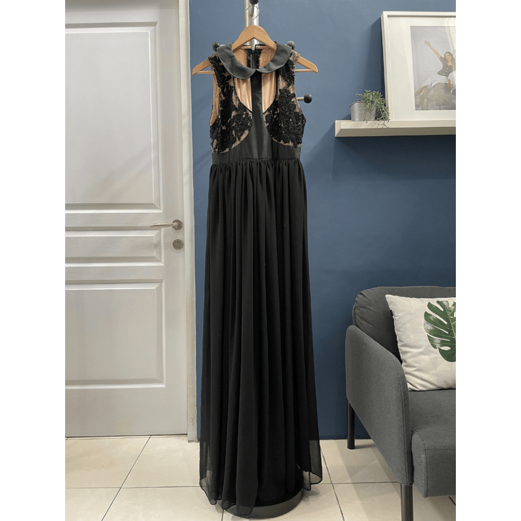 Jual Maxi black Dress hitam / dress pesta promnight / dress formal ...