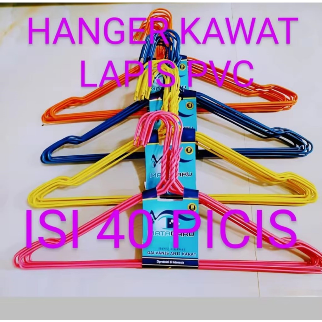 Jual HARGA PABRIK! Gantungan Baju Kawat PVC Anti Karat isi 40pcs ...