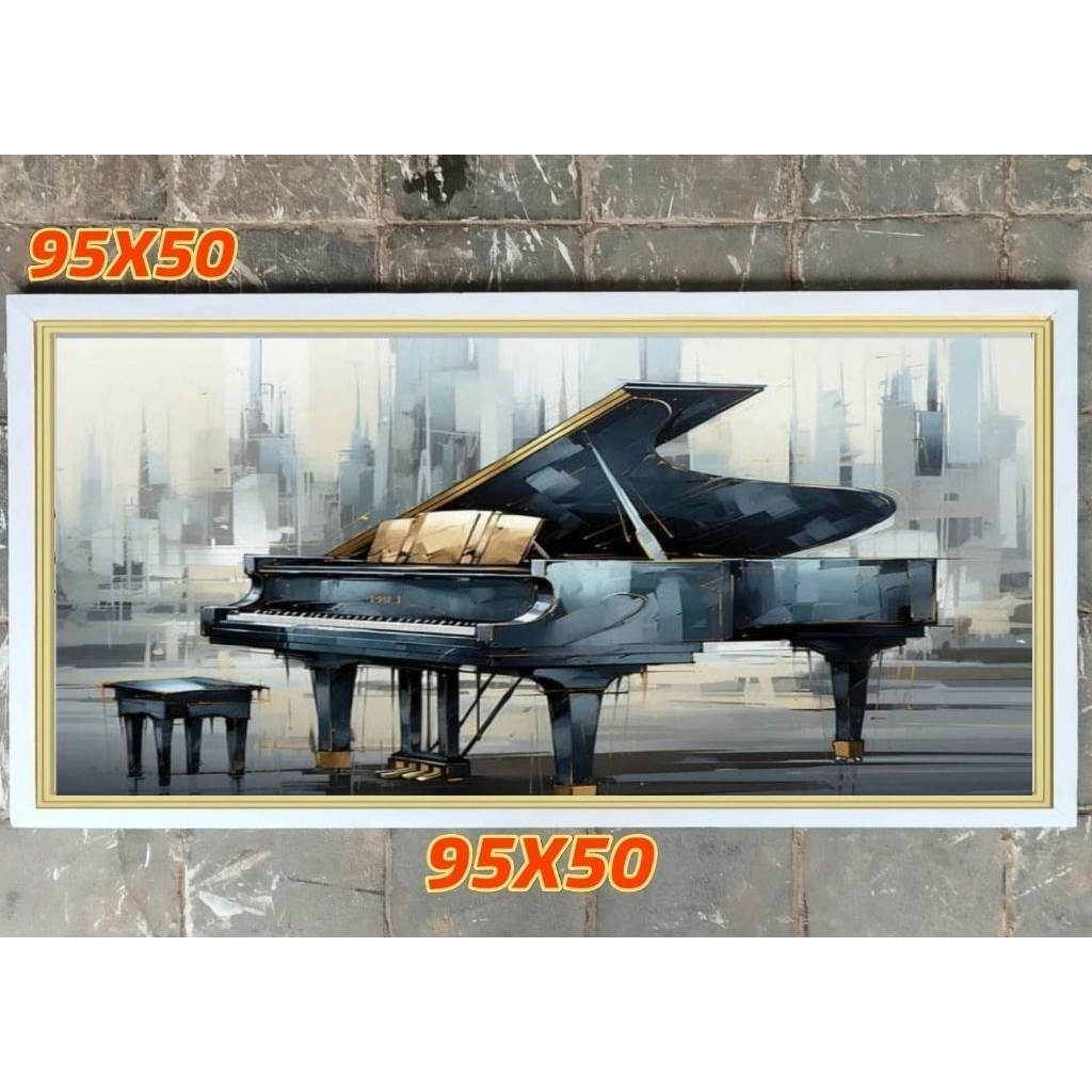 Jual hiasan dinding lukisan cetak alat musik piano landscape plus ...