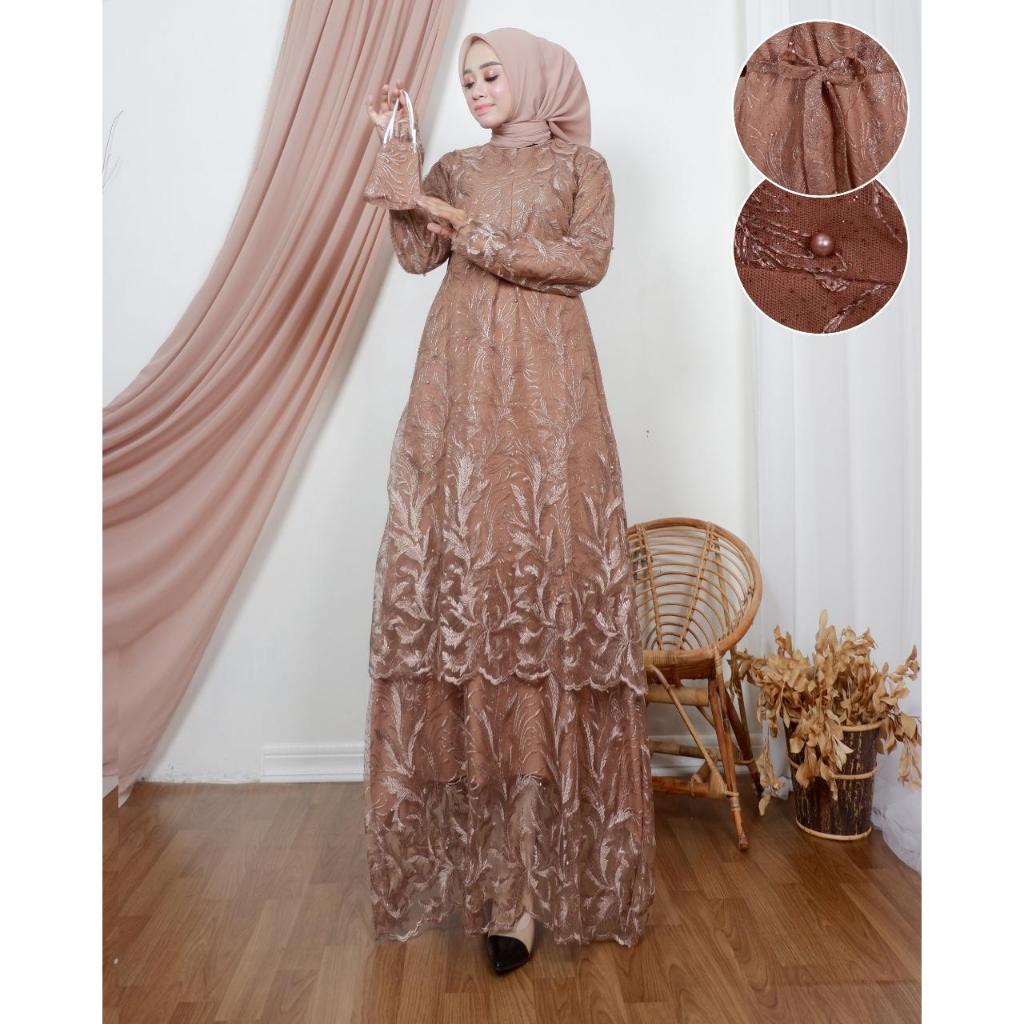 Jual MMM - Gamis Busui Tile Mutiara M, L, XL, XXL, XXXL / Kebaya Gamis Brukat Tile / Gamis ...