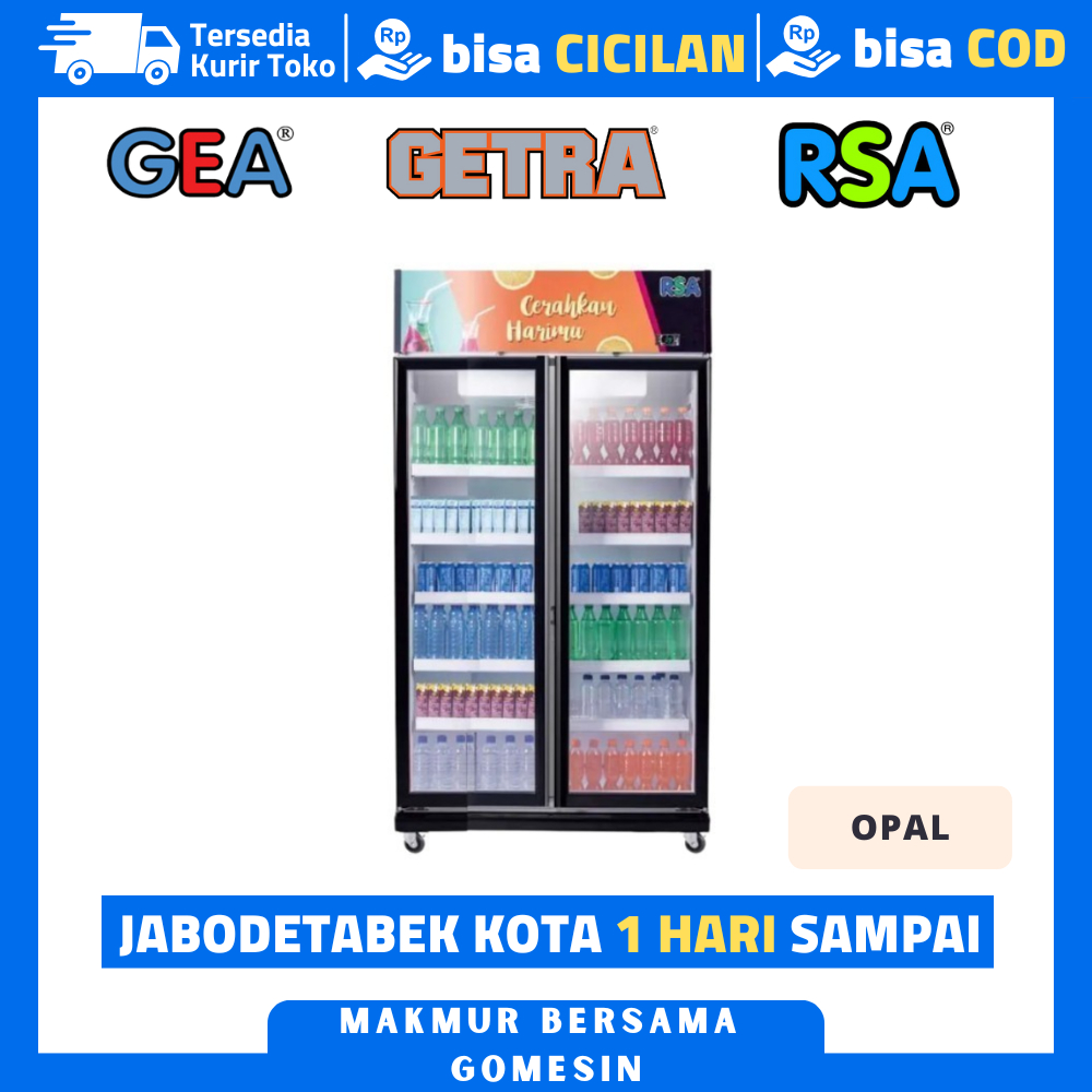 Jual Showcase Cooler Minuman 2 Pintu RSA OPAL Kulkas Minuman 8 Rak 575 ...