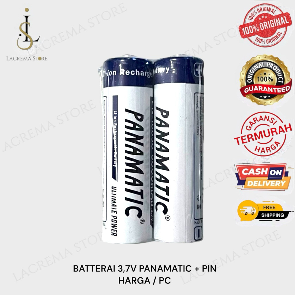 Jual BATERAI 3,7 VOLT PANAMATIC 18650 / RECHARGE BATTERRY | Shopee ...