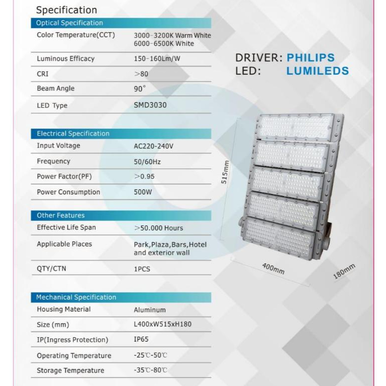 Jual Lampu sorot LED High Mast 500w 500 watt phillips | Shopee Indonesia