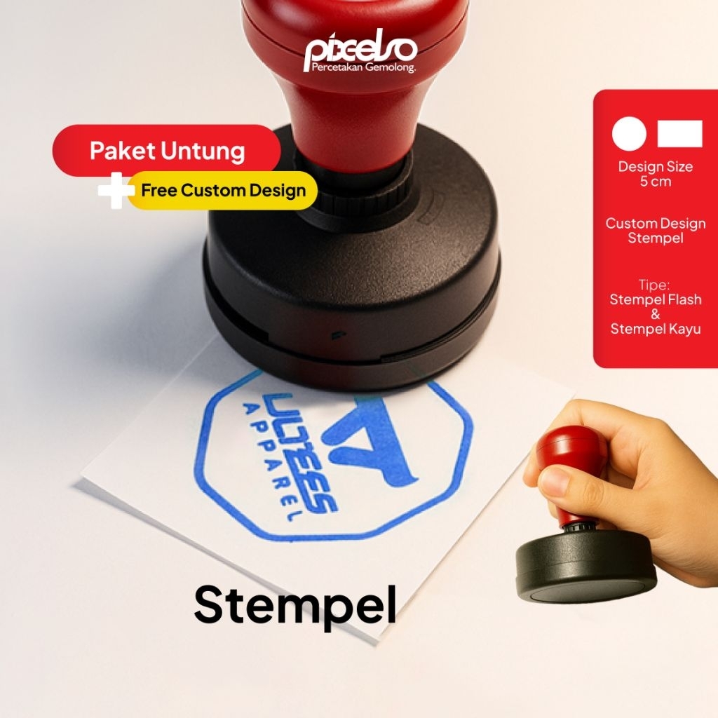 Jual Stempel Kayu/Flash Custom Nama/Logo/Usaha By Cetak Pixelso ...