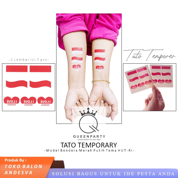 Jual Tato Temporer Tempel Love Bendera Merah Putih / Temporarry Tatto ...