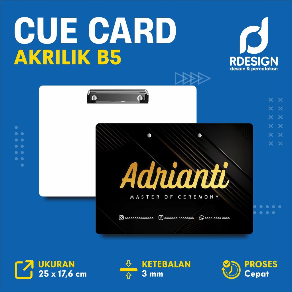 Jual UKURAN B5 CUE CARD MC AKRILIK TEBAL 3MM , MASTER OF CEREMONY ...