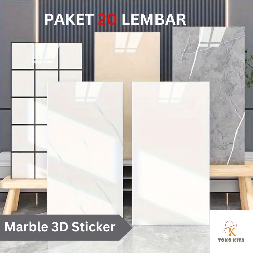 Jual LEBIH HEMAT! PAKET 20 PCS Wallpaper dinding VINYL Marble 30 x 60 ...