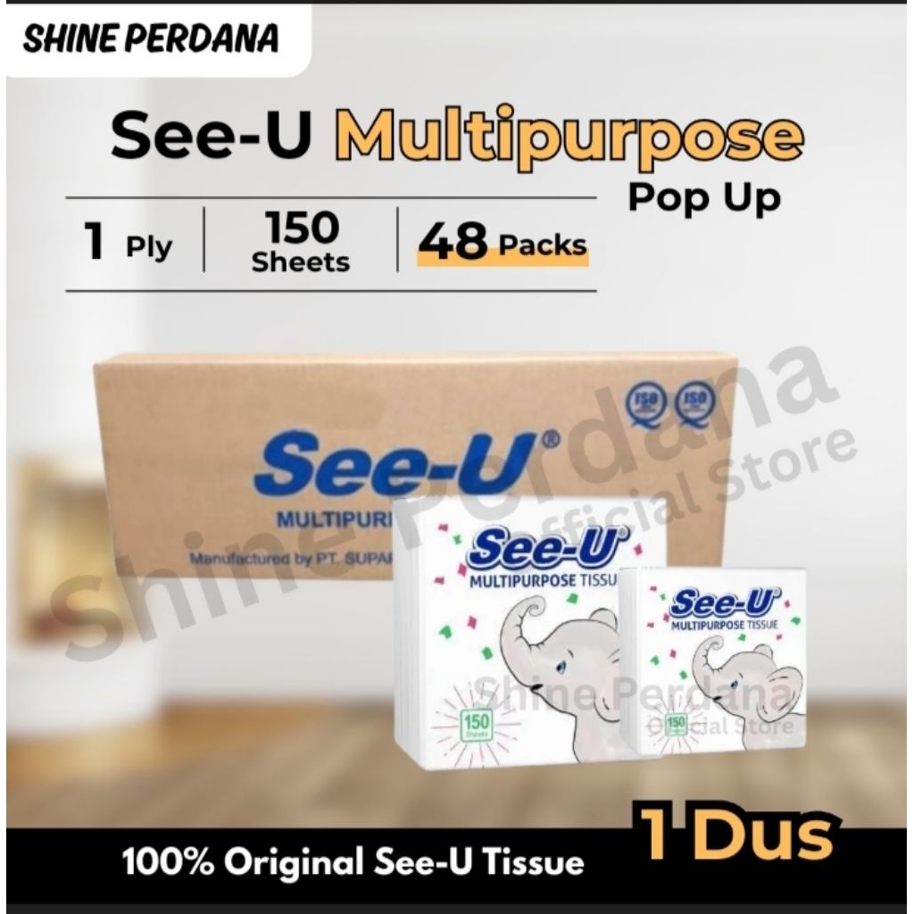 Jual 1 Dus | Tisu Tissue Pop Up | See-U Gajah | 48 Pack | 150 Sheets ...