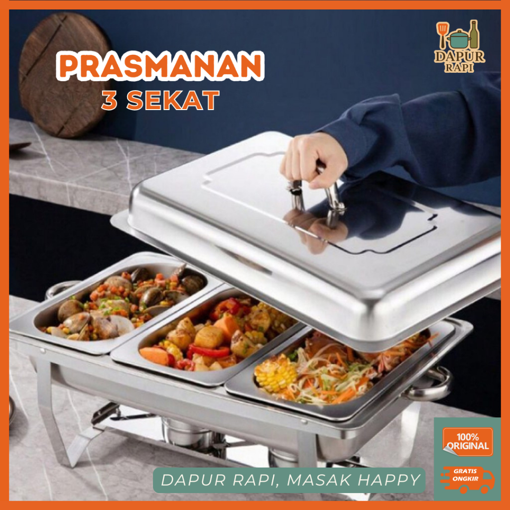 Jual Dapur Rapi - Chafing Dish 3 Sekat Prasmanan Stainless | Wadah ...