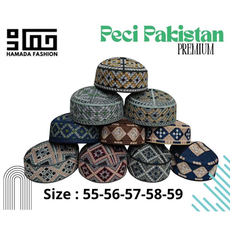 Jual Peci Pakistan Full Bordir Dewasa, Peci Haji Exklusive, Peci Hamada ...