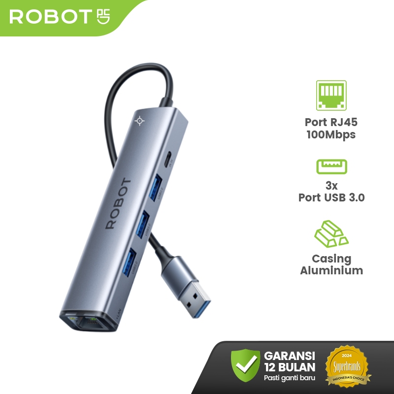 Jual ROBOT USB Hub 5-in-1 Converter LAN 100 Mbps USB A Type-C HEA200 ...