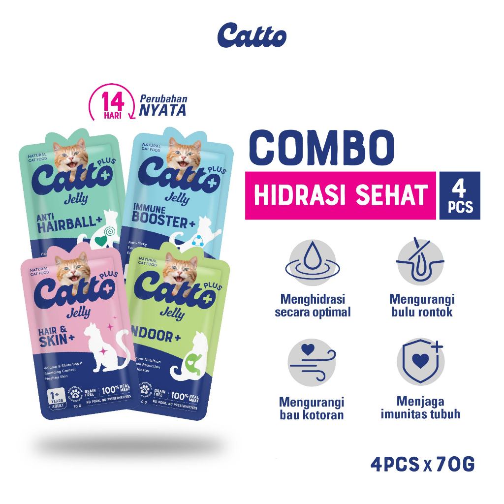 Jual Catto Plus Jelly Makanan Kucing Dewasa | Natural Cat Food - TRIAL ...