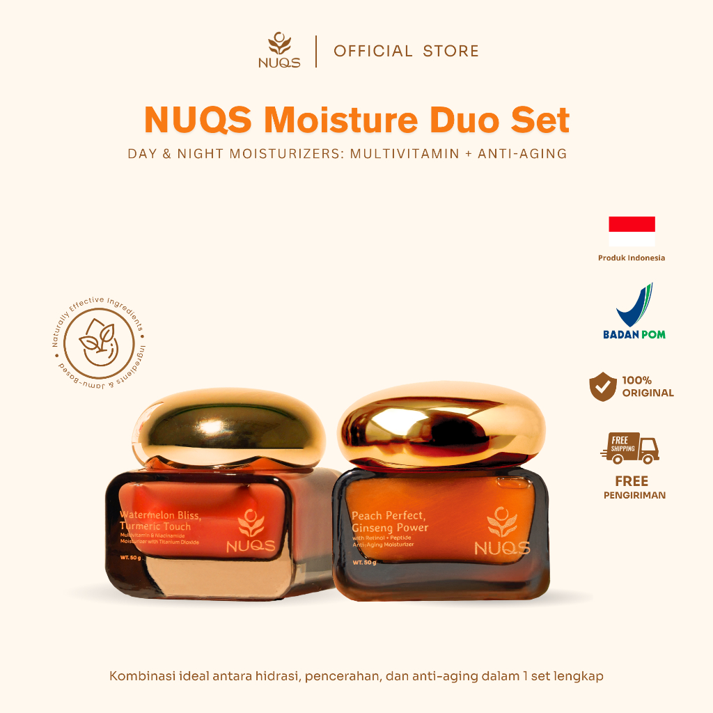 Jual NUQS Moisture Duo Set | Day & Night Moisturizers: Multivitamin + Anti-Aging | Shopee Indonesia