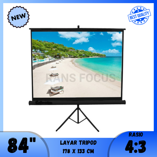 Jual Layar proyektor tripod 84" inch rasio 4:3 | Screen projector kaki ...