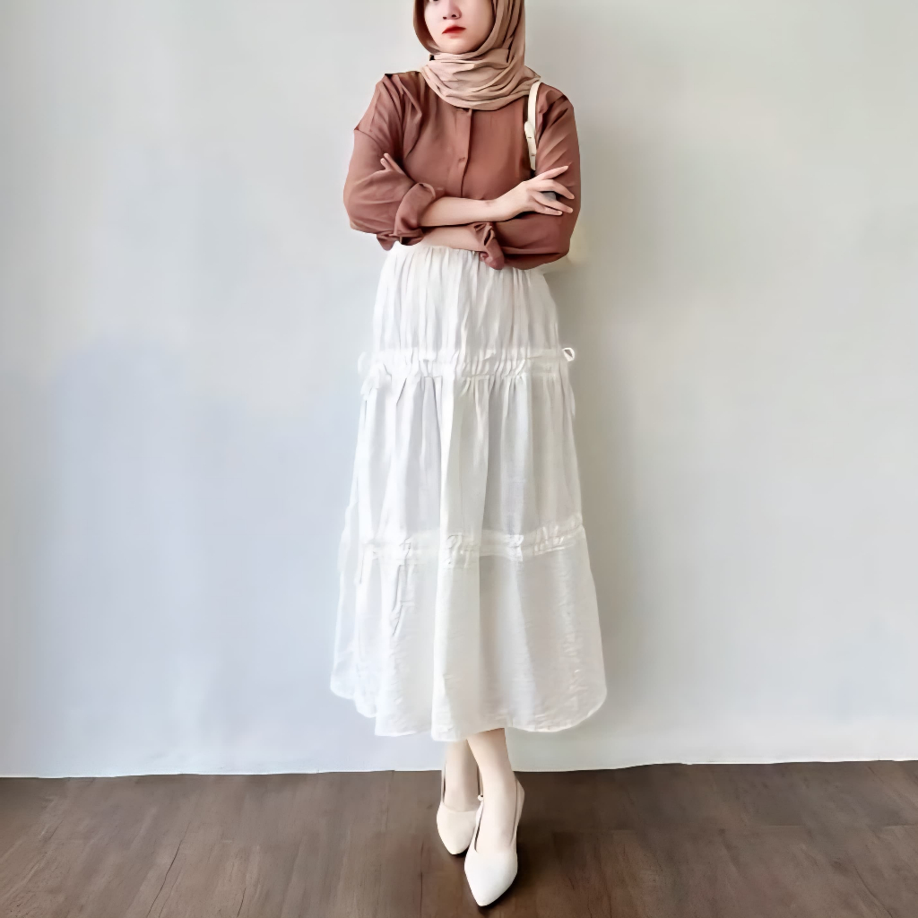 Jual ASHELA SKIRT / ROK SERUT KOREA / ROK KEKINIAN / ROK PANJANG ...