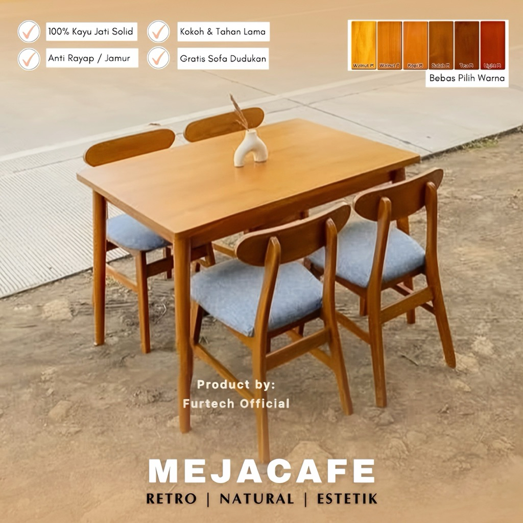Jual Set Meja Makan Minimalis Kayu Jati Solid Kursi Ropan Harga Murah Terbaru | Shopee Indonesia