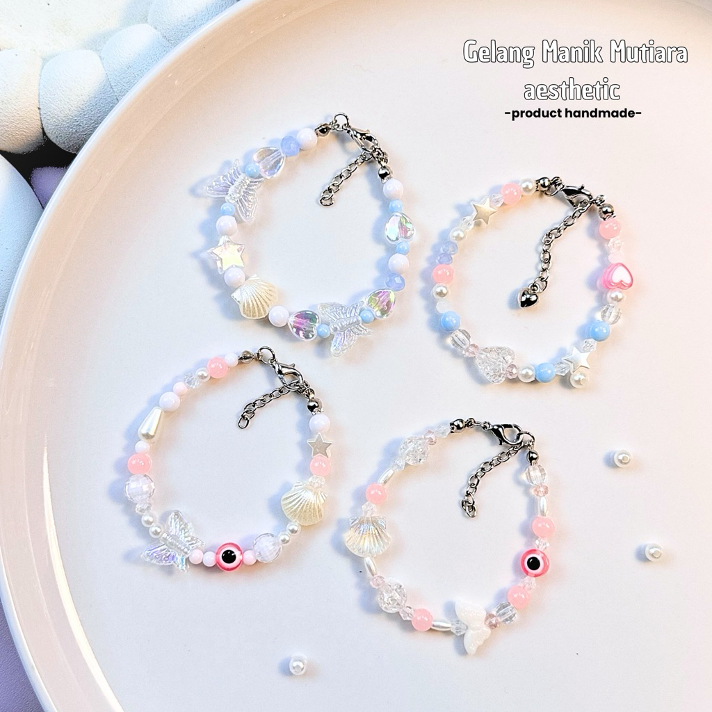 Jual Gelang manik mani mutiara aesthetic simple lucu/gelang rantai ...