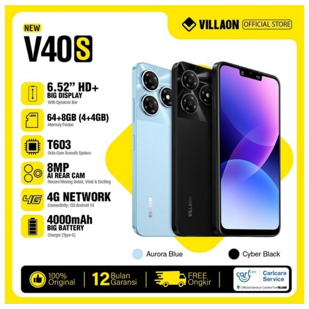 Jual VILLAON V40S 4GB/64GB ORIGINAL 100% BERGARANSI RESMI FREE ONGKIR ...