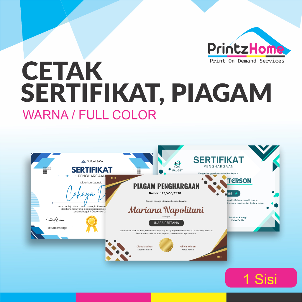 Jual Cetak Sertifikat | Cetak Piagam Berwarna Warna | Print Full Color ...