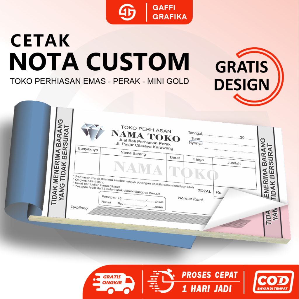 Jual Nota emas perak logam mulia custom 2 ply 1 ply gratis design ...