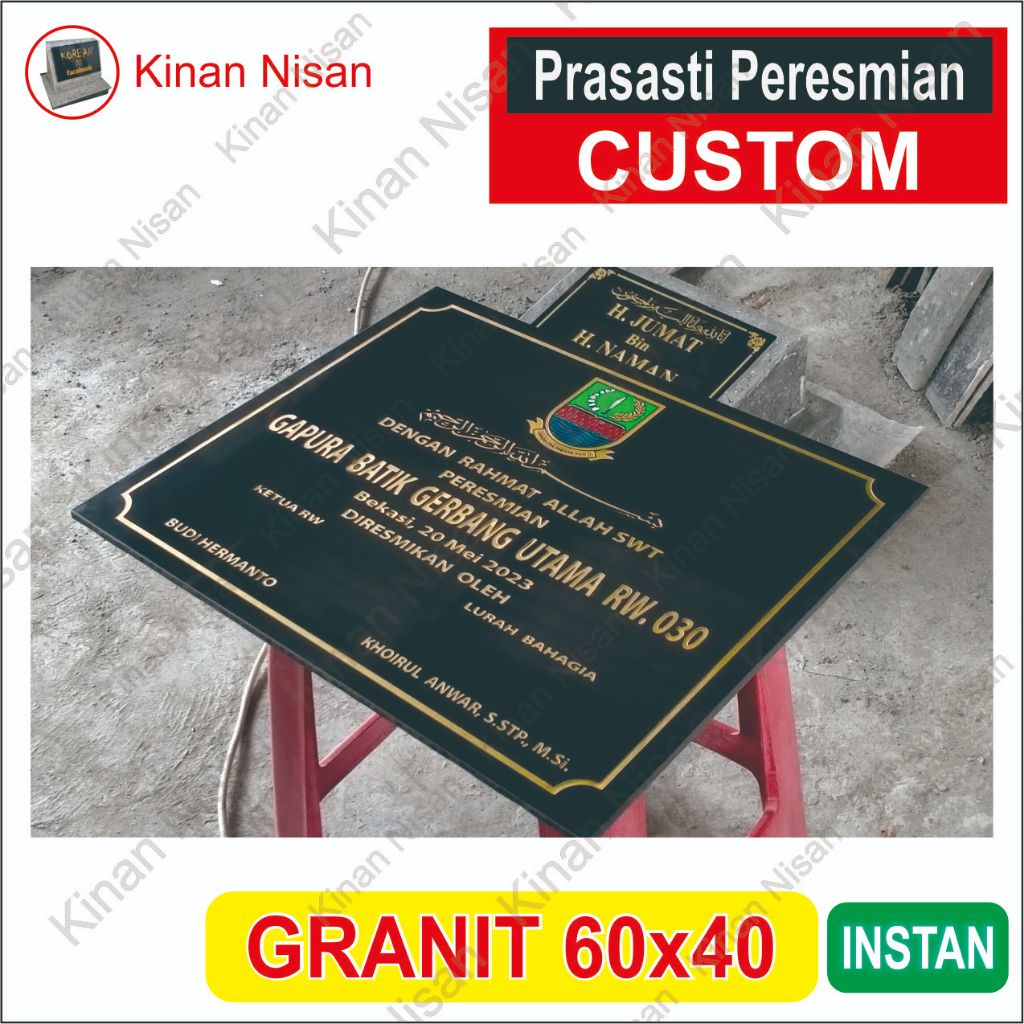 Jual Prasasti Peresmian Granit 60x40 Custom Ukir Mesin | Plakat Resmi ...