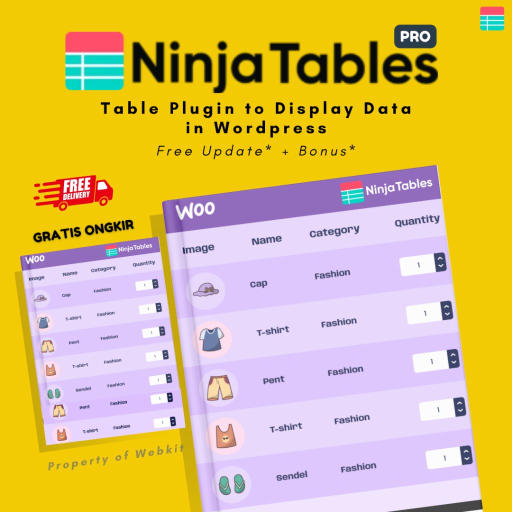 Jual Plugin Tabel Wordpress - Ninja Table Pro - GPL | Shopee Indonesia