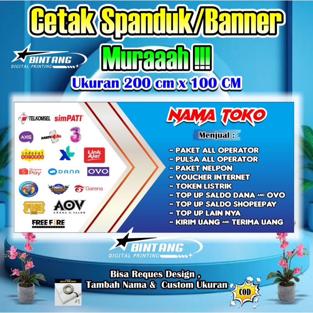 Jual Spanduk Banner Counter Pulsa Ukuran 200 cm x 100 cm | Shopee Indonesia