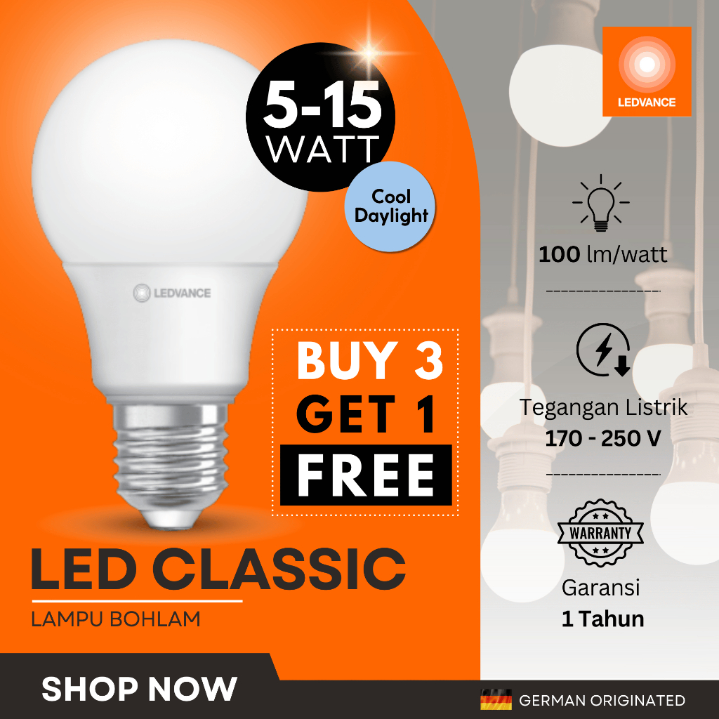 Jual LEDVANCE Lampu LED Classic Beli 3 GRATIS 1 Bohlam 5W 7W 9W 12W 15W ...