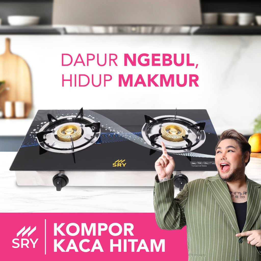 Jual SRY Kompor Kaca Hitam Burner Kuningan Bonus - Kompor Kaca Gas 2 Tungku Ivan Gunawan ...