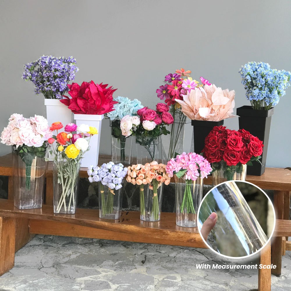 Jual Vas Bunga Bening Plastik Vase Akrilik Silinder Tinggi Transparan ...
