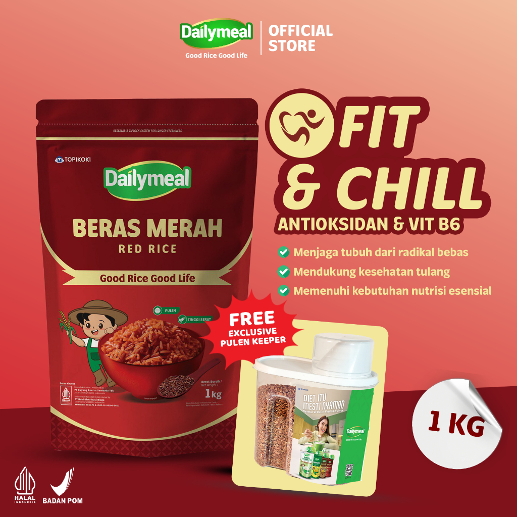 Jual Dailymeal - Red Rice / Beras Merah 1 kg Free Pulen Keeper ...