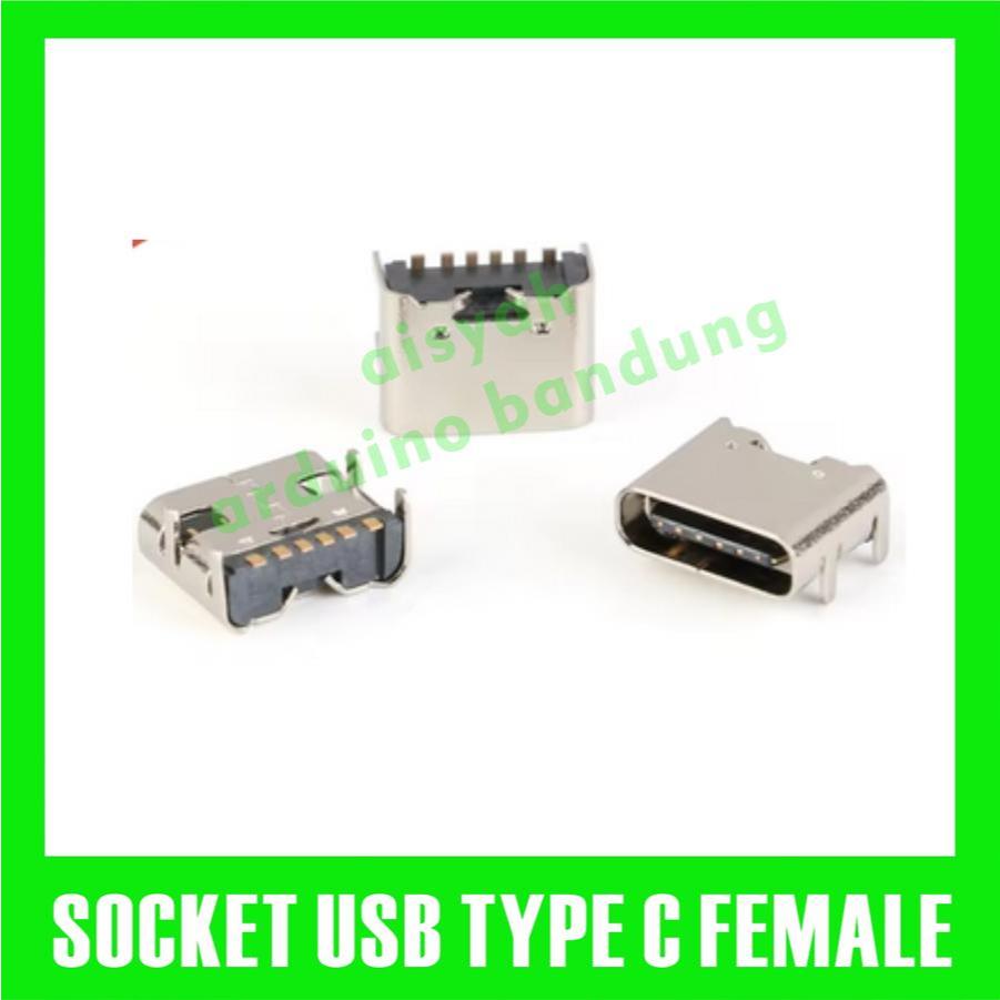 Jual Konektor Charger HP Socket USB C Tipe C Type C Siku Female Solder PCB 6P 6 Pin | Shopee ...