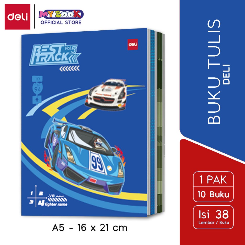 Jual Deli Buku Tulis Sekolah A5 38 Lembar Mobil Balap Motion Vehicle 3 ...