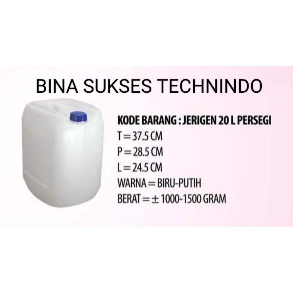 Jual JERIGEN 20 LITER PERSEGI JERRYCAN JERIGEN DRIGEN PUTIH BARU ...