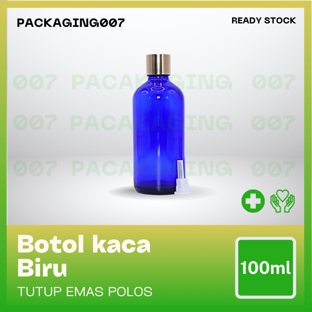 Jual Botol Kaca Biru 100ml Essential Oil Tutup Gold Polos | Shopee ...