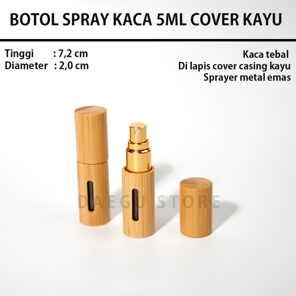 Jual Botol Spray 5ml Kaca Casing Kayu / Bambu - parfum isi ulang travel ...